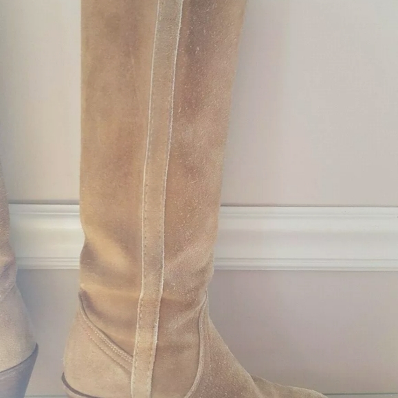 Frye | Shoes | Frye Renee Beige Suede Knee High Cowboy Boots | Poshmark